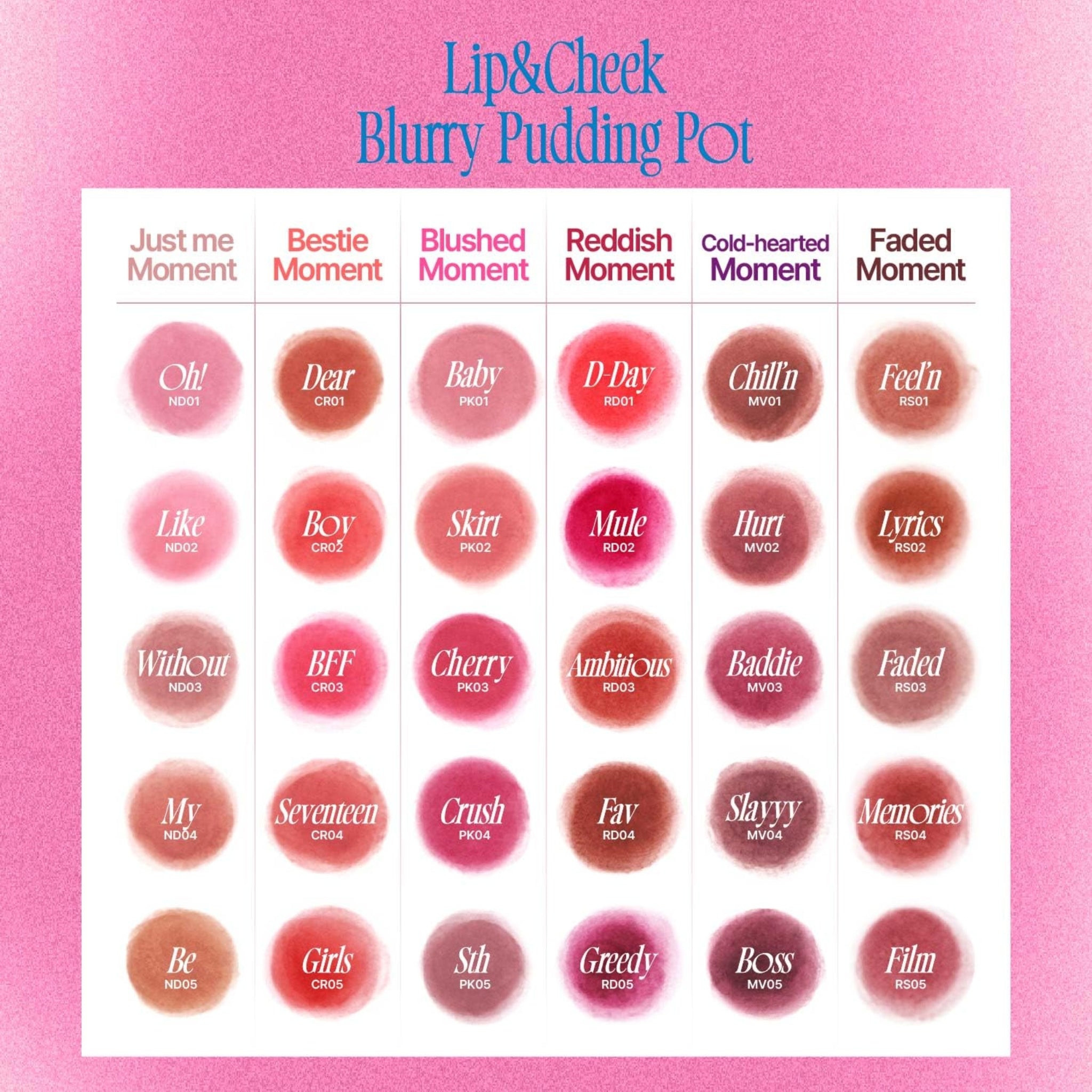 FWEE Lip & Cheek Blurry Pudding Pot | Buildable Matte Mousse in 7 ...